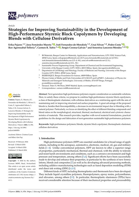 PDF Strategies For Improving Sustainability In The Development Of High Performance Styrenic
