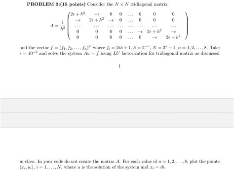 PROBLEM Points Consider The N X N Tridiagonal Chegg