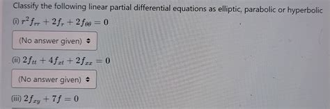 Classify The Following Linear Partial Differential