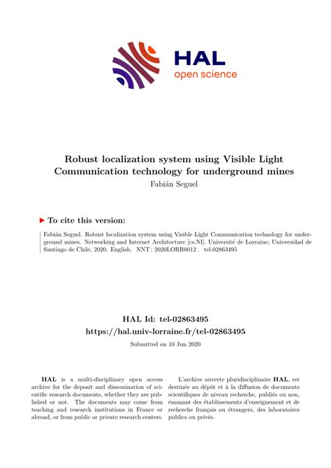 Pdf Robust Localization System Using Visible Light Communication Technology For Underground Mines