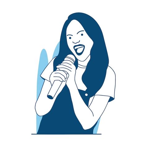 Premium Vector Vector Illustration A Beautiful Singing Girl Karaoke