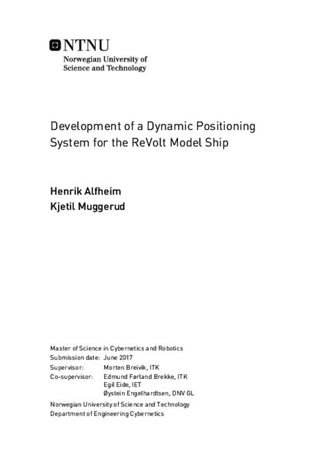 Pdf Development Of A Dynamic Positioning System For The Revolt Model