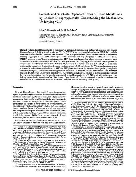 Pdf Solvent And Substrate Dependent Rates By Lithium … · Imine
