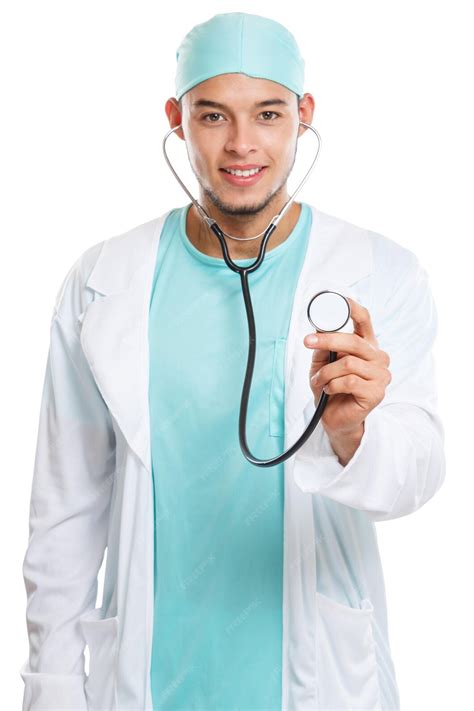 Jonge Dokter Met Stethoscoop Hart Ademhaling Checkup Check Ziekte