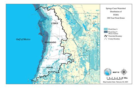 Springs Coast Watershed Distribution Of Fema 100 Year Flood Zones