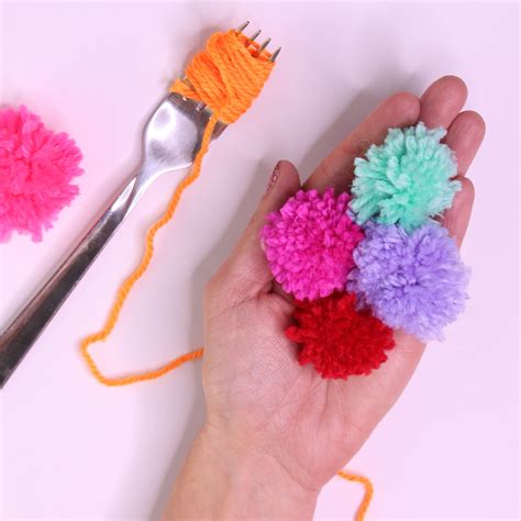 How To Make Pom Poms With A Fork Mini Pom Poms Treasurie