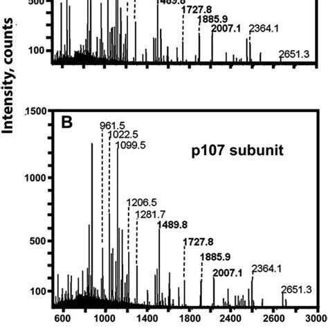 Maldi Q Tof Ms Spectra Of P110 A And P107 B Tryptic Peptides