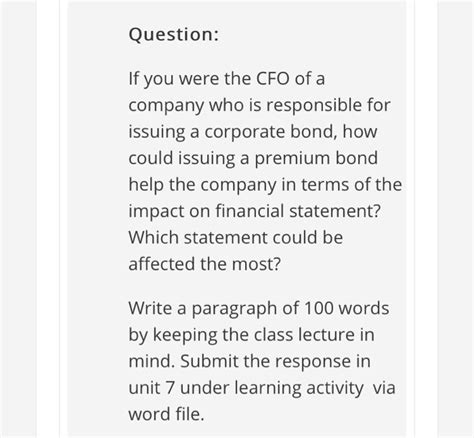 Solved Question If You Were The CFO Of A Company Who Is Chegg