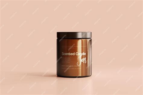 Premium Psd Amber Glass Candle Jar