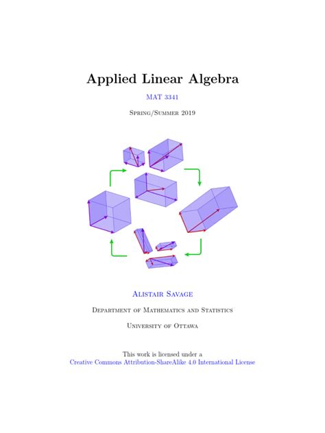 Applied Linear Algebra Pdf Matrix Mathematics System Of Linear