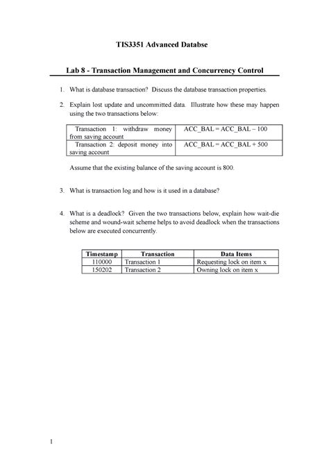 Tutorial Mmu Tis3351 Advanced Databse Lab 8 Transaction