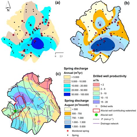 A Spatial Distribution Annual Spring Discharge The Shaded Areas Were