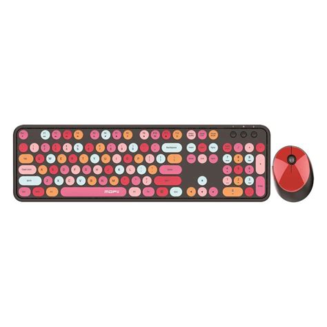 Colorful 2 4GHz Wireless Keyboard And Mouse Combo With Round Key Cap 104 Keys