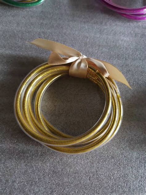 Gold Jelly Bangle Bracelet Set Pack Of 6 Etsy