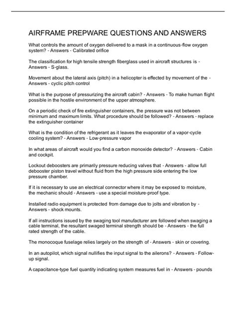 Airframe Prepware Questions And Answers Airframe Prepware Stuvia Us