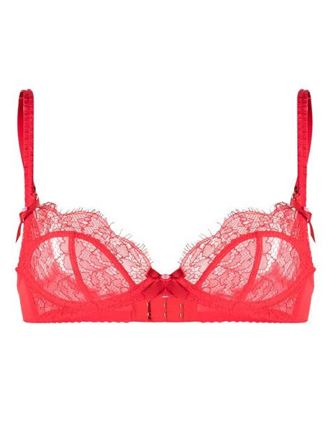 Agent Provocateur Lace Panel Bra Red Editorialist