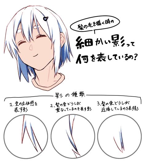 髪の影の塗り方tips】 髪の細かい影はこんな基準で描いています🎨 キャライラストがもっと詳しく学べるパルミーで、」かんべの漫画