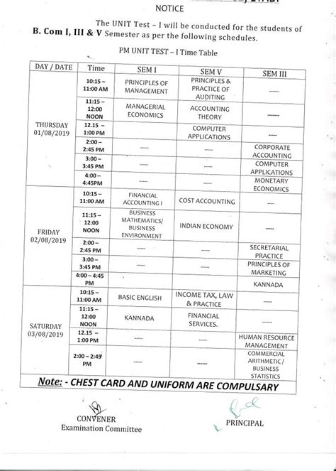 Progress Monitoring Test I Time Table Mes Modern Education Society College Of Commerce