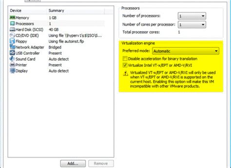 Настройка виртуальной машины Vmware Cores Per Socket