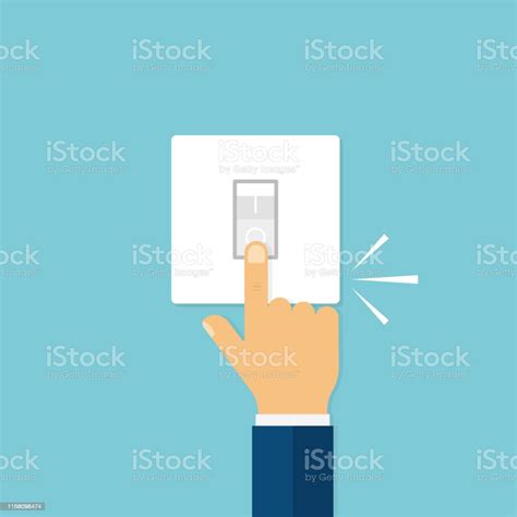 손가락으로 밀어 스위치를 클릭 소리와 함께 손 켜기 또는 켜기 전기 버튼 홈 라이트 스위치에 대한 스톡 벡터 아트 및 기타 이미지 스위치 조명 장비 점화 Istock