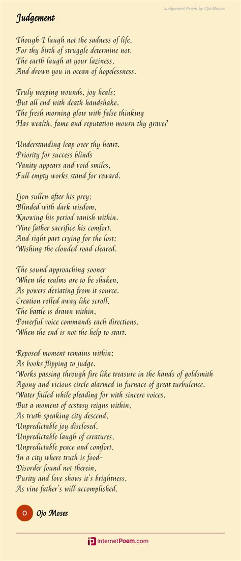 Judgement Poem By Ojo Moses