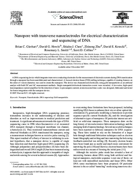 Pdf Nanopore With Transverse Nanoelectrodes For Electrical