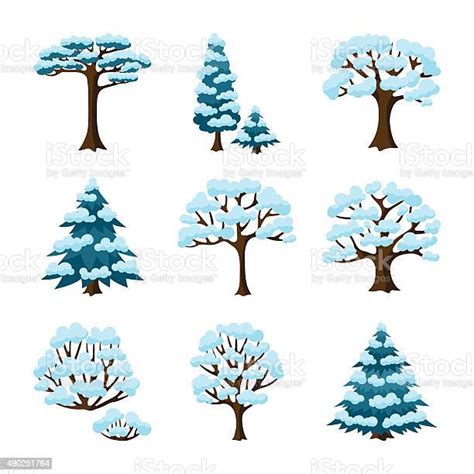 세트마다 동절기의 추상적임 양식화된 나무 자연스럽다 일러스트 1월에 대한 스톡 벡터 아트 및 기타 이미지 1월 솔방울 코니퍼 방울 12월 Istock