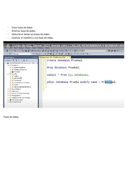 Introduccion A Tutorial De Sql Server Para Principiantes Ok Okok Opk Kkkkk Crear Base De Datos