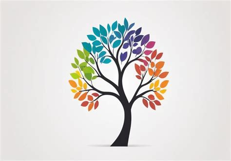 Premium Vector A Tree With Colorful Leaves And A Colorful Tree