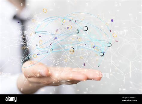 D Render Neural Networks And Artificial Intelligence Global Network Blockchain Stock Photo