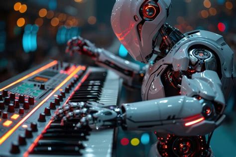 Premium Photo A Human And Robot Duet On A Synth