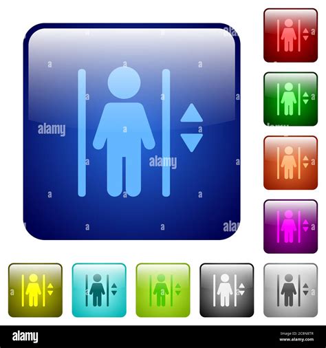 Set Of Elevator Color Glass Rounded Square Buttons Stock Vector Image