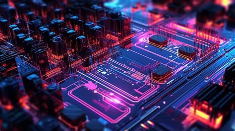 Premium Ai Image A Computer Chip With Pink And Blue Lights And The
