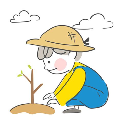 유토이미지 나무를 심는 아이