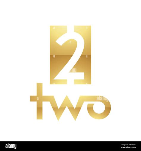 Golden Symbol For Number 2 On A White Background Icon 8 Stock Vector