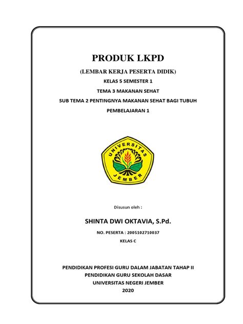 Produk Lkpd Lembar Kerja Peserta Didik Kelas 5 Semester 1 Tema 3