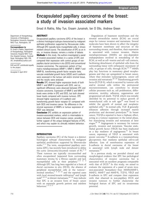 Pdf Encapsulated Papillary Carcinoma Of The Breast A Study Of