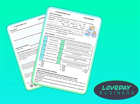 OCR GCSE Business Employment Law Worksheet Teaching Resources