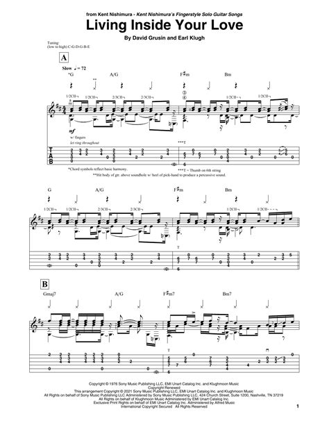 Living Inside Your Love Arr Kent Nishimura By Earl Klugh Solo
