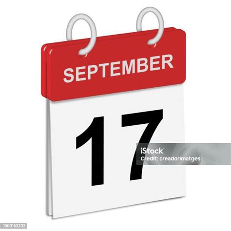 매일 일정 단일 잎 반지 빨간색 척추 일 9 월 17 17 17 3d 일러스트 레이 션 욤키푸르 2018 0명에 대한 스톡 벡터