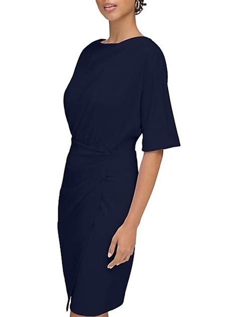 Dolman Faux Wrap Scuba Crepe Dress