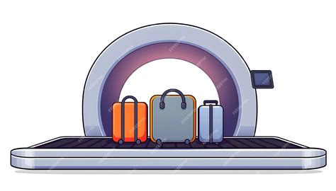 Airport Security Scanner Icon Conveyor Belt With Passenger Luggage