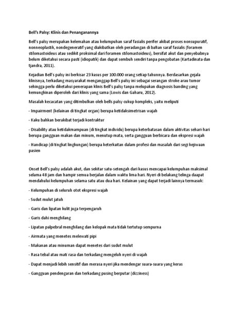 Bells Palsy Penanganan Dan Komplikasi Pdf