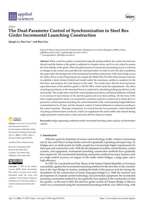 Pdf The Dual Parameter Control Of Synchronization In Steel Box Girder Incremental Launching