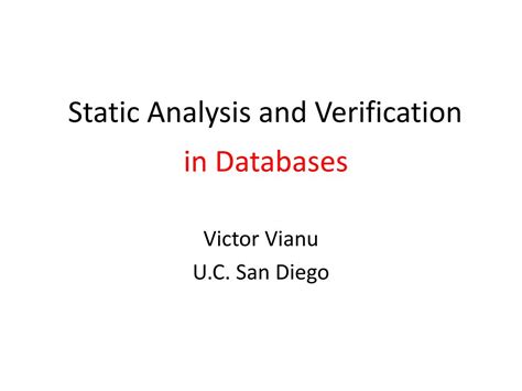 Ppt Static Analysis And Verification Powerpoint Presentation Free Download Id2225319