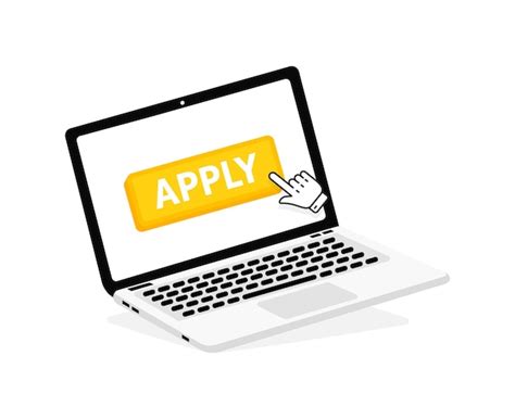 Premium Vector Apply Text On Laptop Screen With A Red Button Button With Pointer Clicking