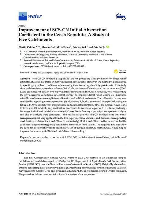 Pdf Improvement Of Scs Cn Initial Abstraction Coefficient In The