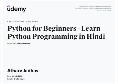 Python Pythonbigginers Udemycertification Atharv Jadhav
