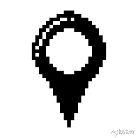 Location Map Icon Black White Vector Pixel Art Icon • Wall Stickers