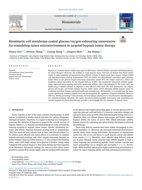 Pdf Biomimetic Cell Membrane Coated Glucoseoxygen Exhausting